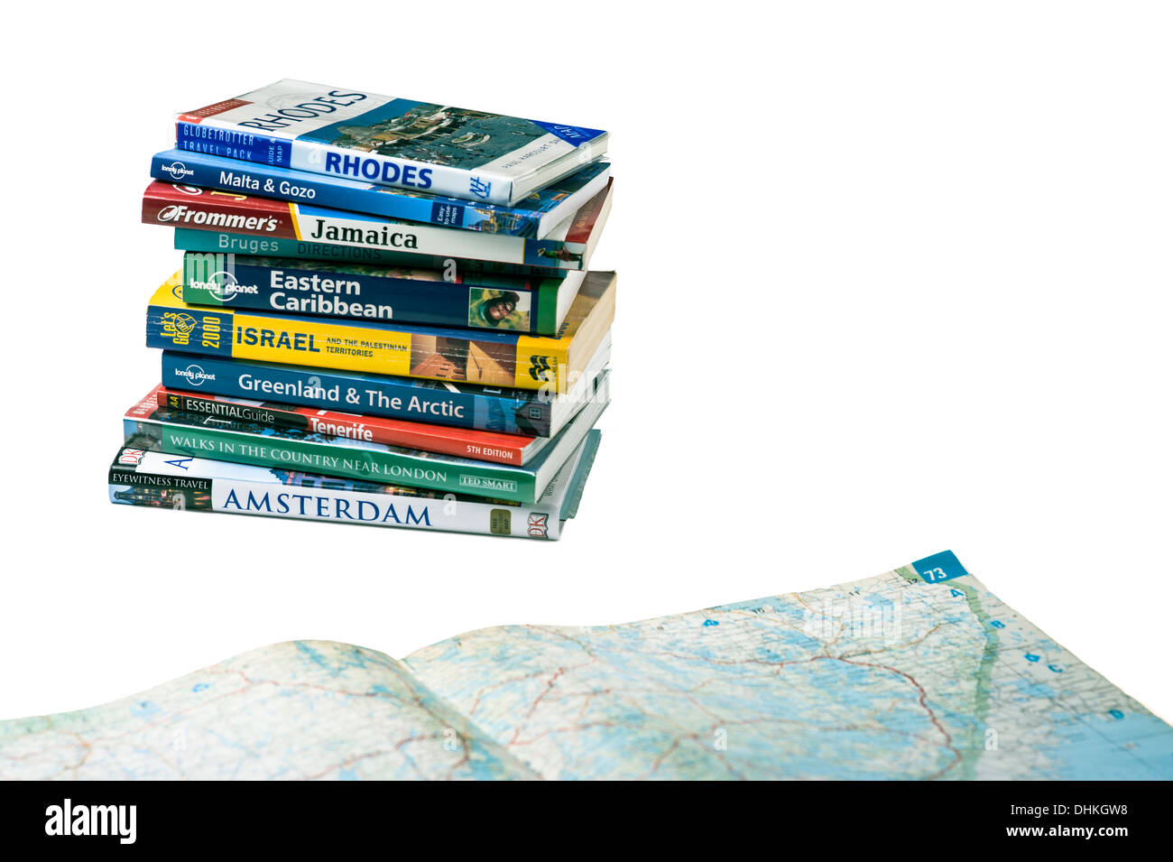 Travel guides with map.Holiday planning Stock Photo - Alamy