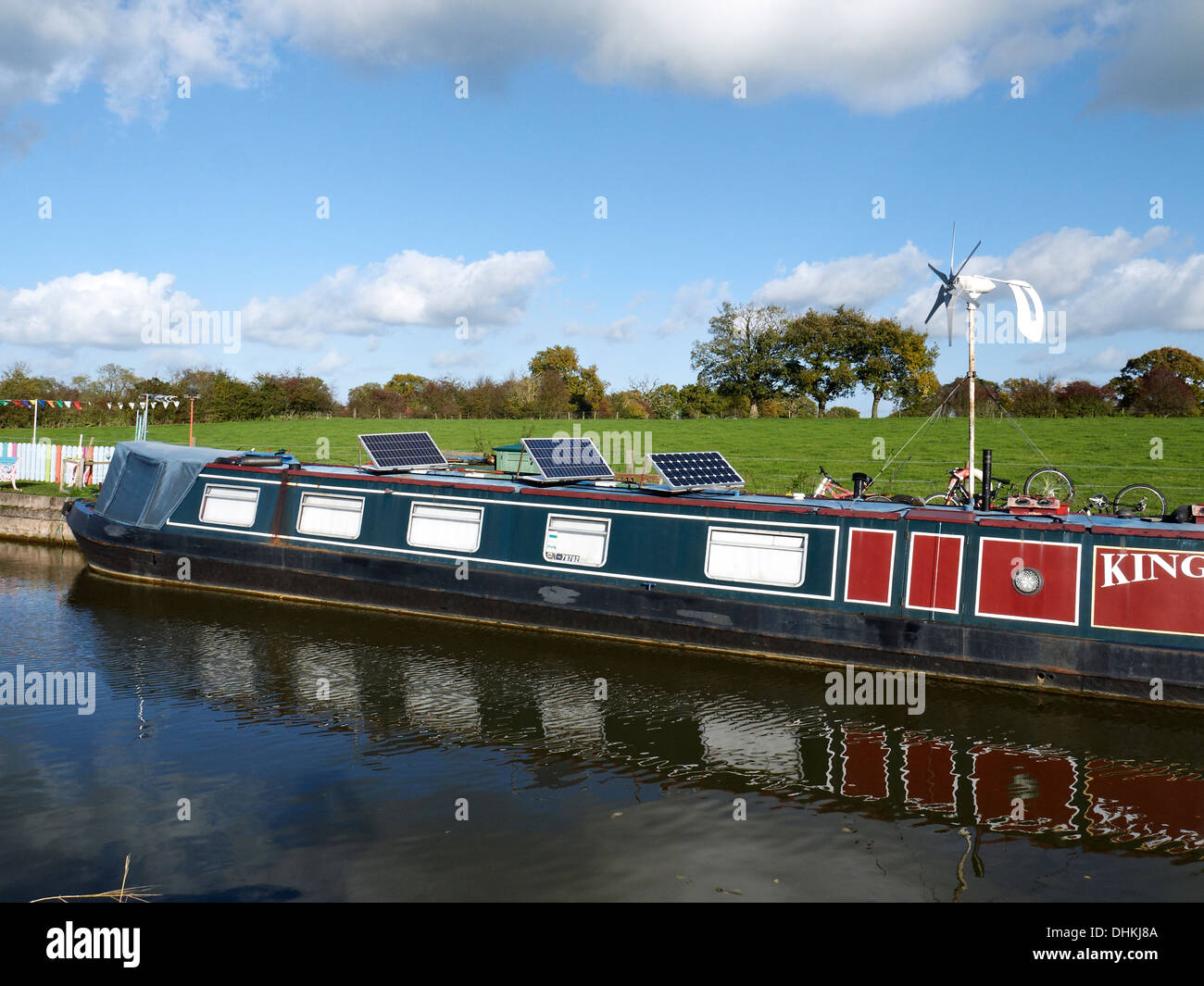 Solar panels energy supply on narrowboat UK Stock Photo - Alamy