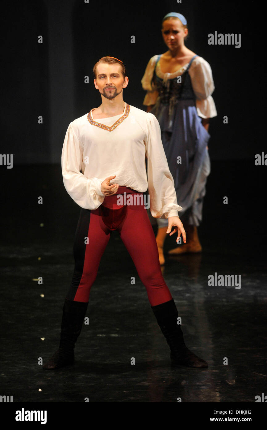 Olomouc, Czech Republic. 12th November 2013. Michal Kovac as Merkucio pictured during rehearsal ...