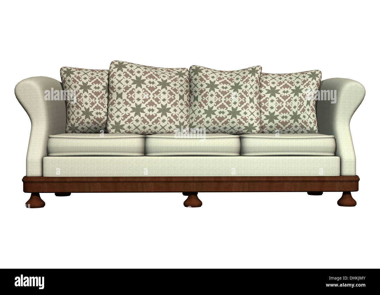 3D digital render of a beautiful sofa isolated on white background ...