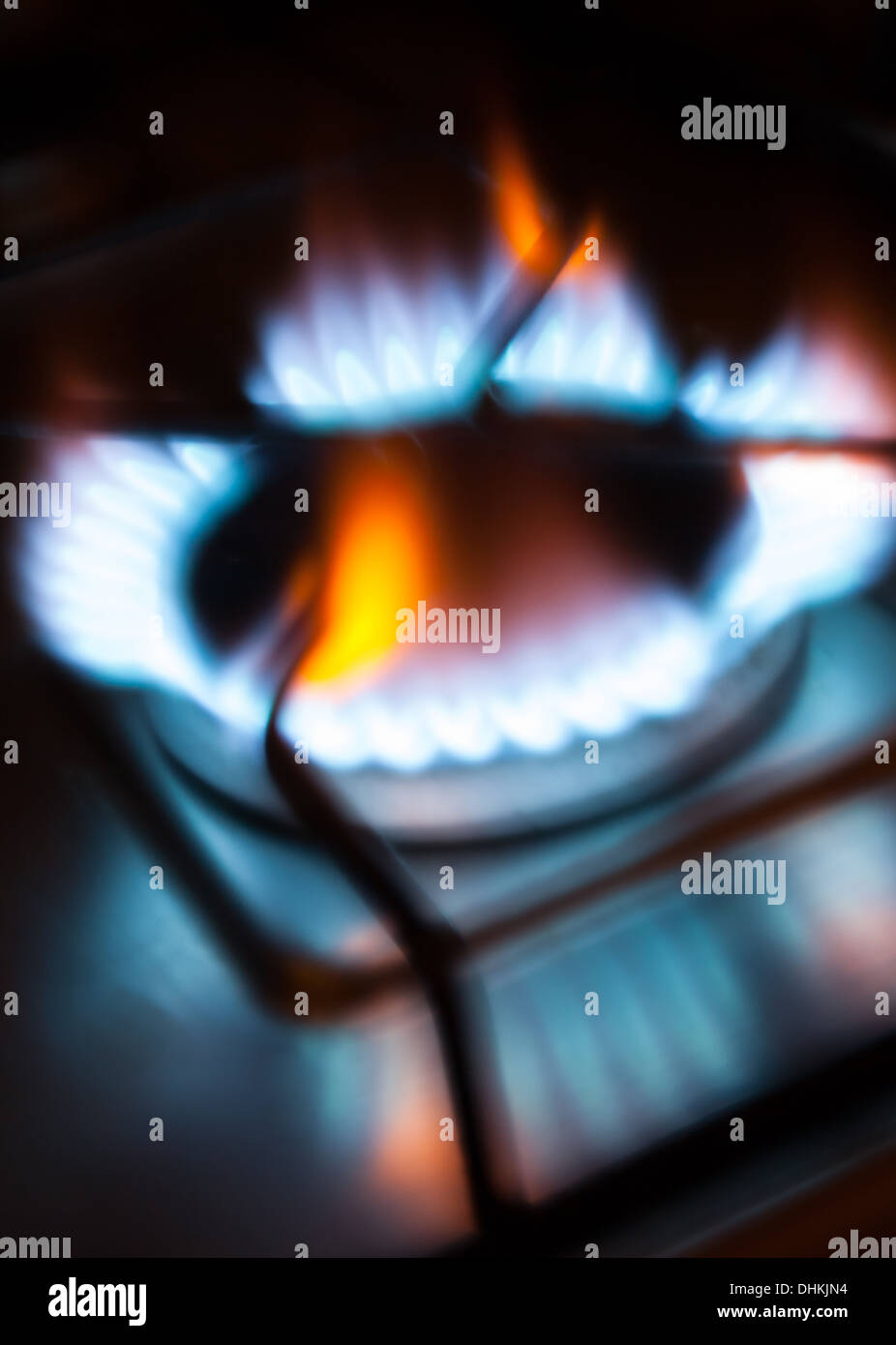 Gas burning from a kitchen gas stove, blur photo Stock Photo - Alamy