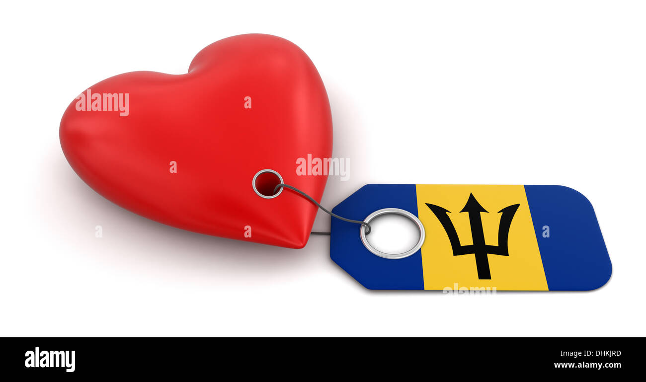 Heart with Barbados flag (clipping path included Stock Photo - Alamy
