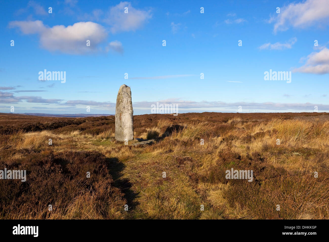 An ancient monolith standing in the bleak autumn landscape of the North ...