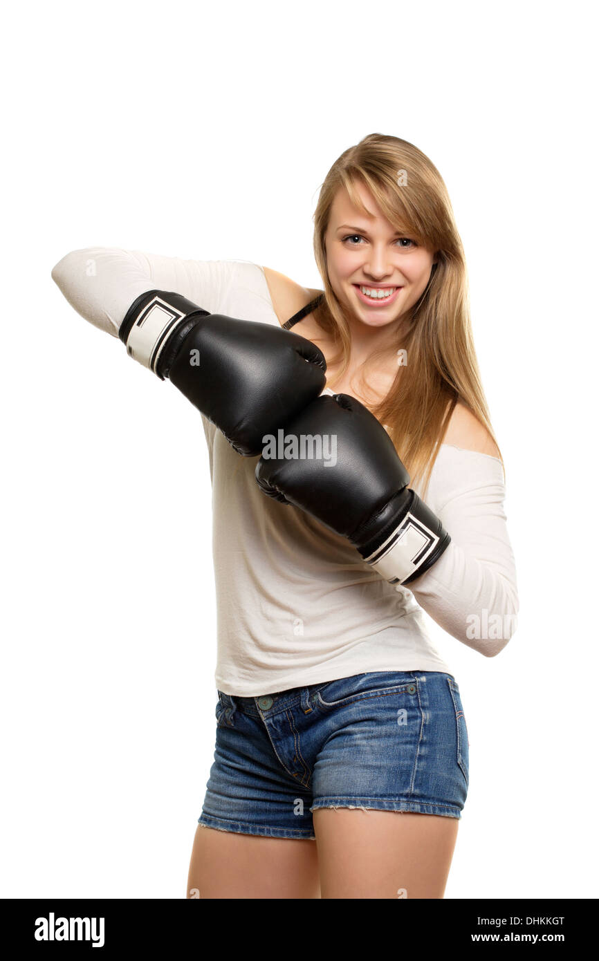Beautiful girl boxing gloves posing hi-res stock photography and images ...
