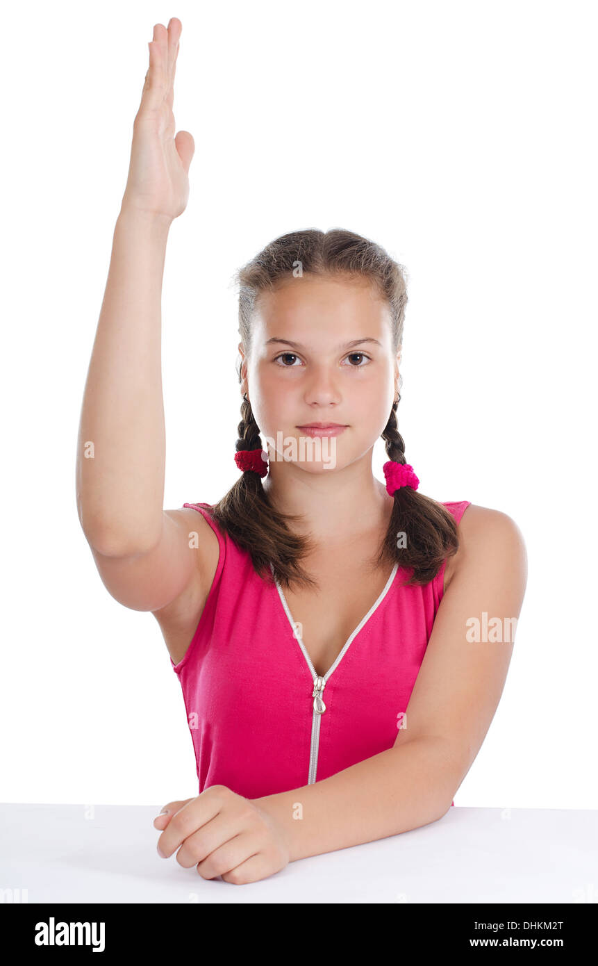 Young girl with the extended hand Stock Photo - Alamy