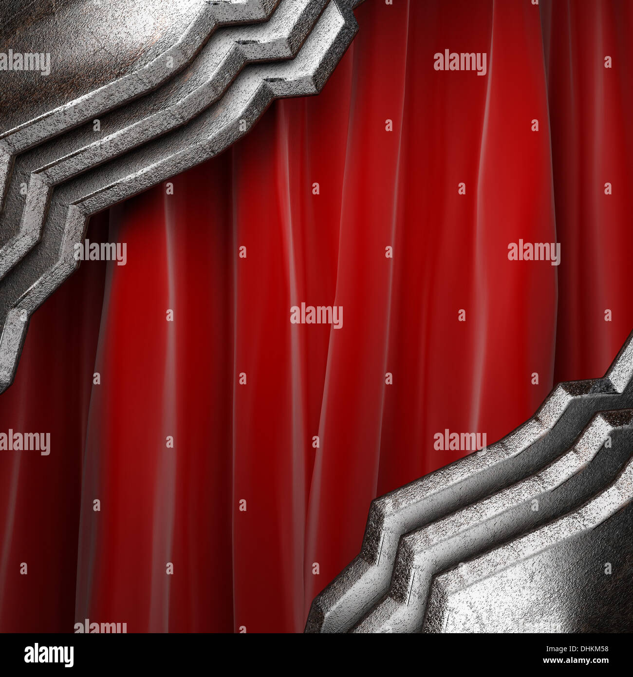 Metal on red curtain Stock Photo - Alamy