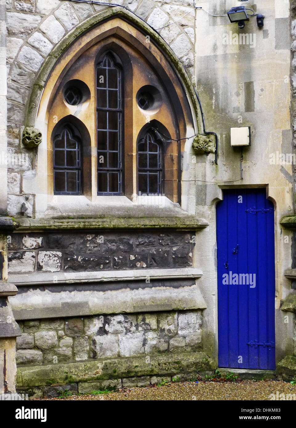 Arched church window and side door, Christ Church, Wanstead, London E11 ...