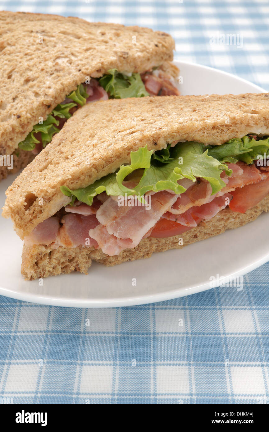 Bacon Lettuce and Tomato Sandwich on malted whole grain bread Stock ...