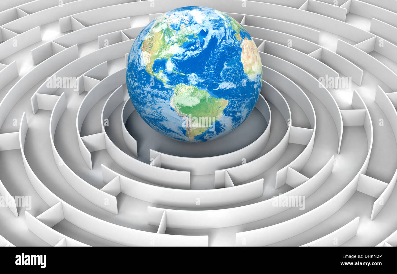 Maze to globe Stock Photo - Alamy