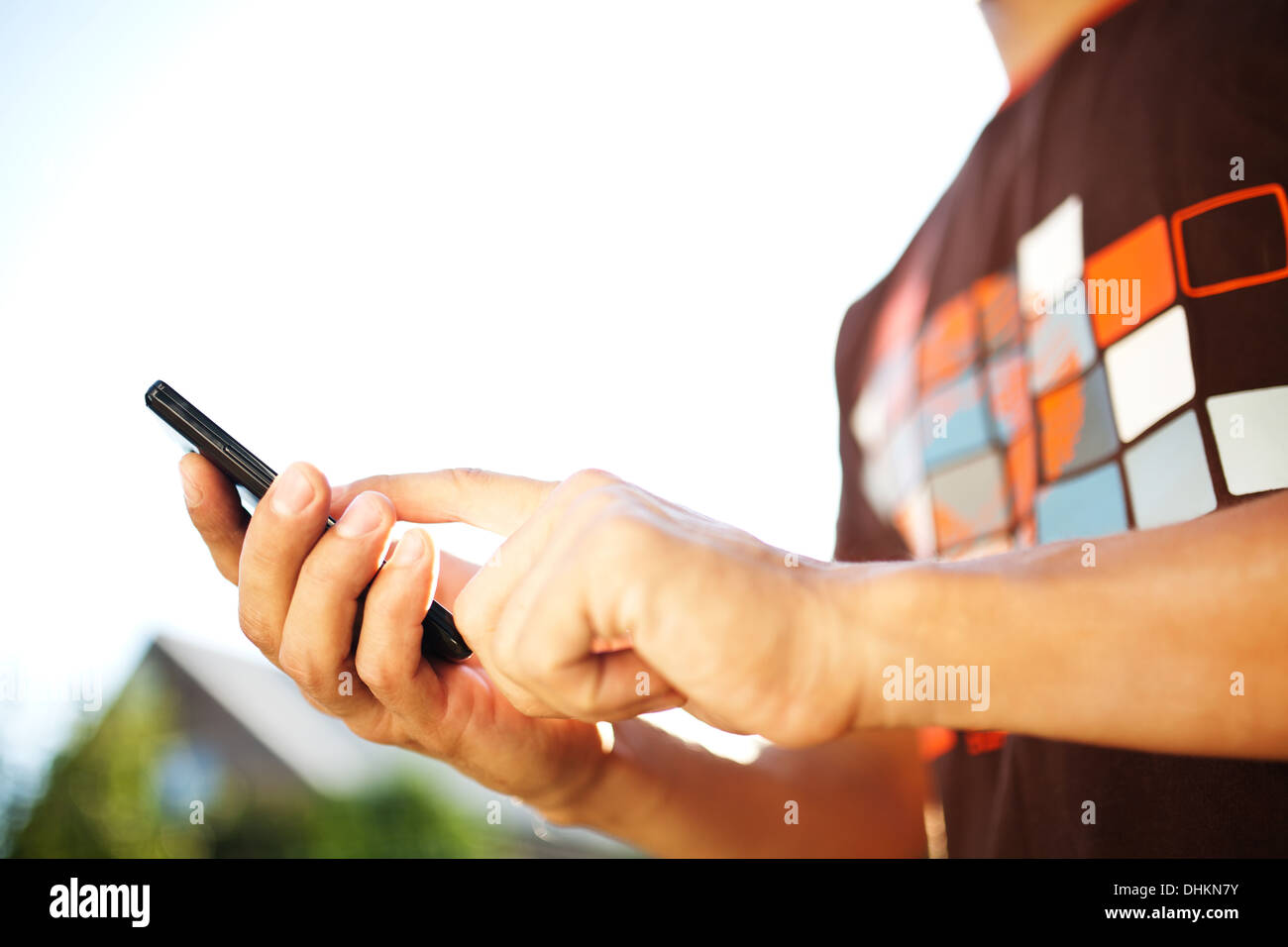 Close up of a man using mobile smart phone Stock Photo - Alamy