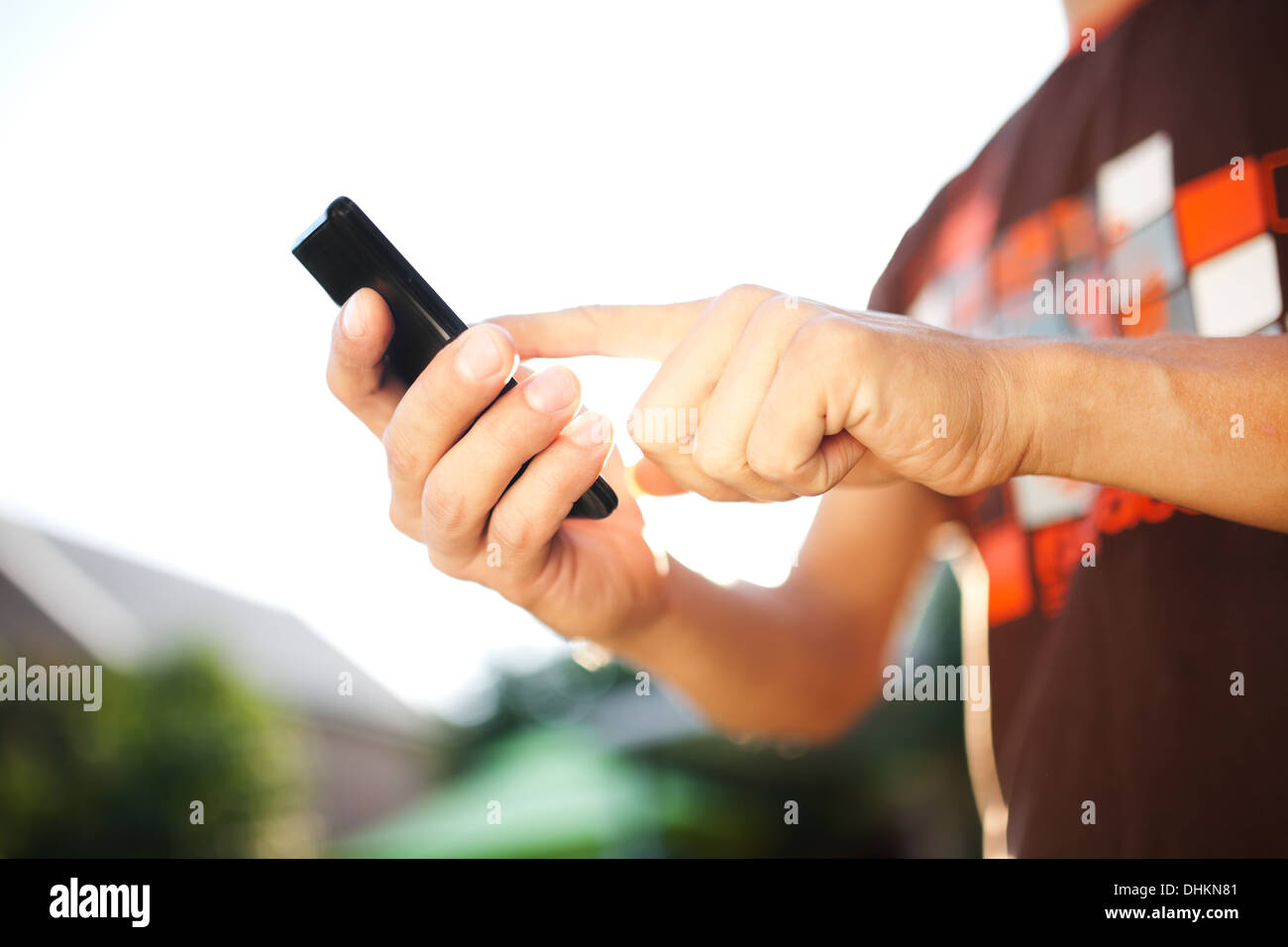 Close up of a man using mobile smart phone Stock Photo - Alamy