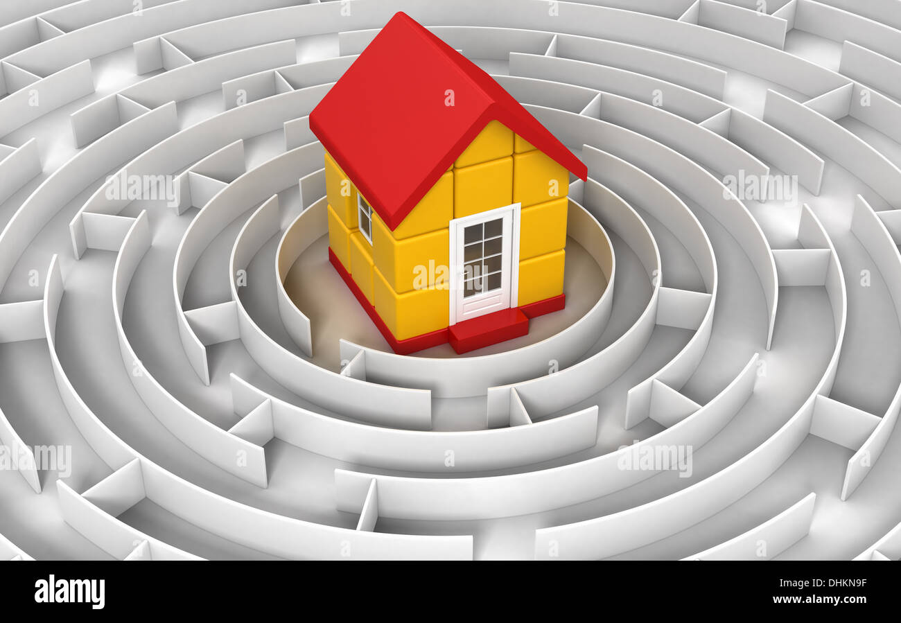 Maze to house Stock Photo - Alamy