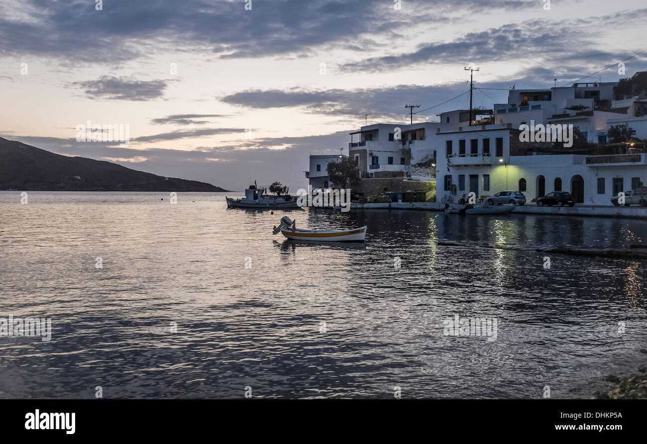 View of the waterfront at Katapola, Amorgos, Cyclades, Greece Stock ...