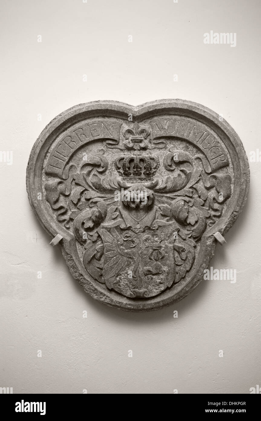 Heraldic stone carving from the medieval Livonia, Latvia Stock Photo ...