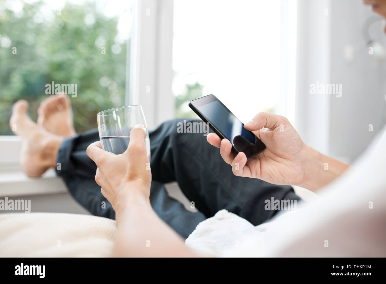 Close up of a man using mobile smart phone Stock Photo - Alamy
