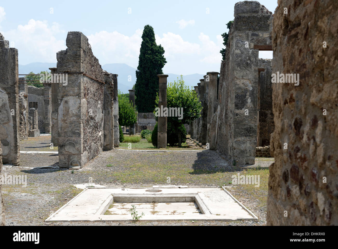 View across the Artium with impluvium and tablinum towards the ...