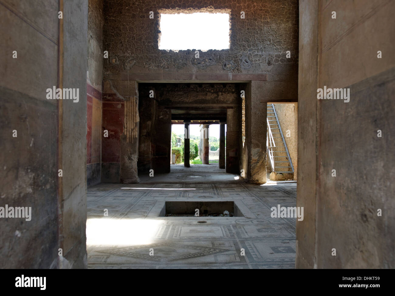 View of Atrium with impluvium and mosaic floor, to the tablinum and ...