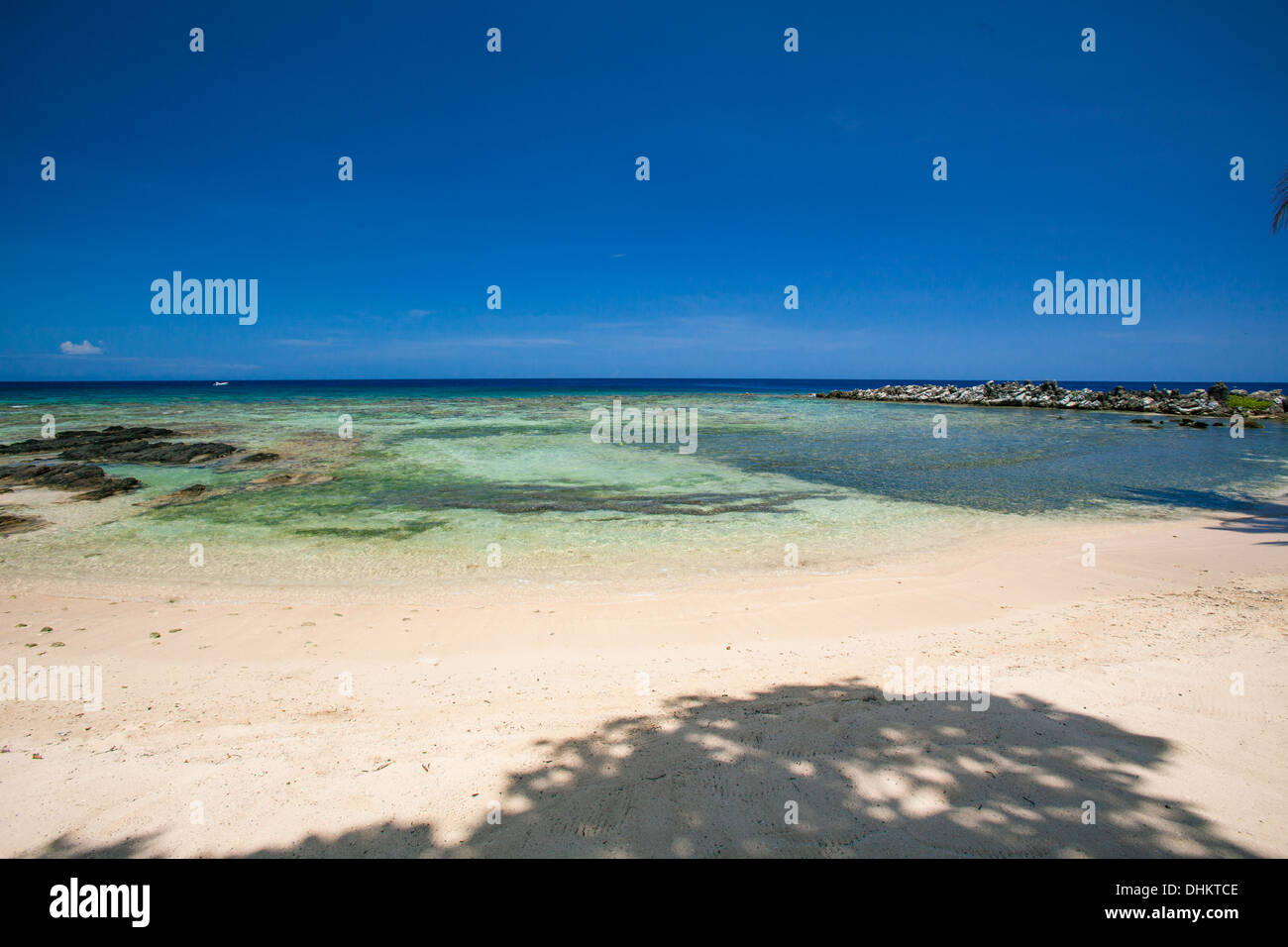 Tropical sandy beach on Roatan Island Stock Photo - Alamy