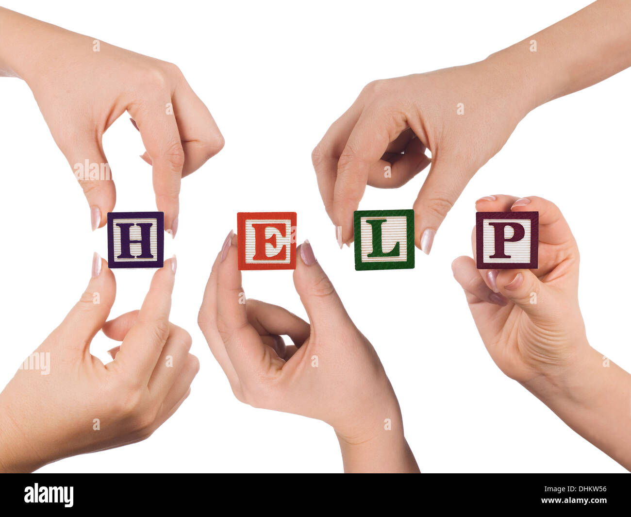 Hand and word Help isolated on white Stock Photo - Alamy