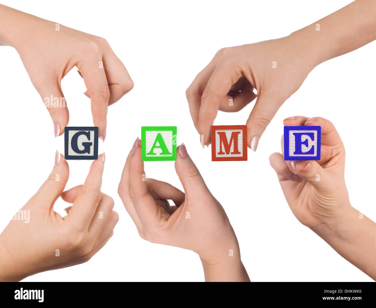Hand and word Game isolated on white Stock Photo - Alamy
