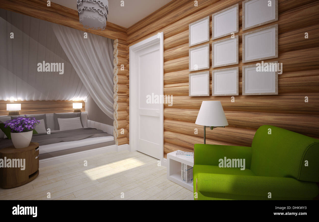 modern interior of wooden house Stock Photo - Alamy