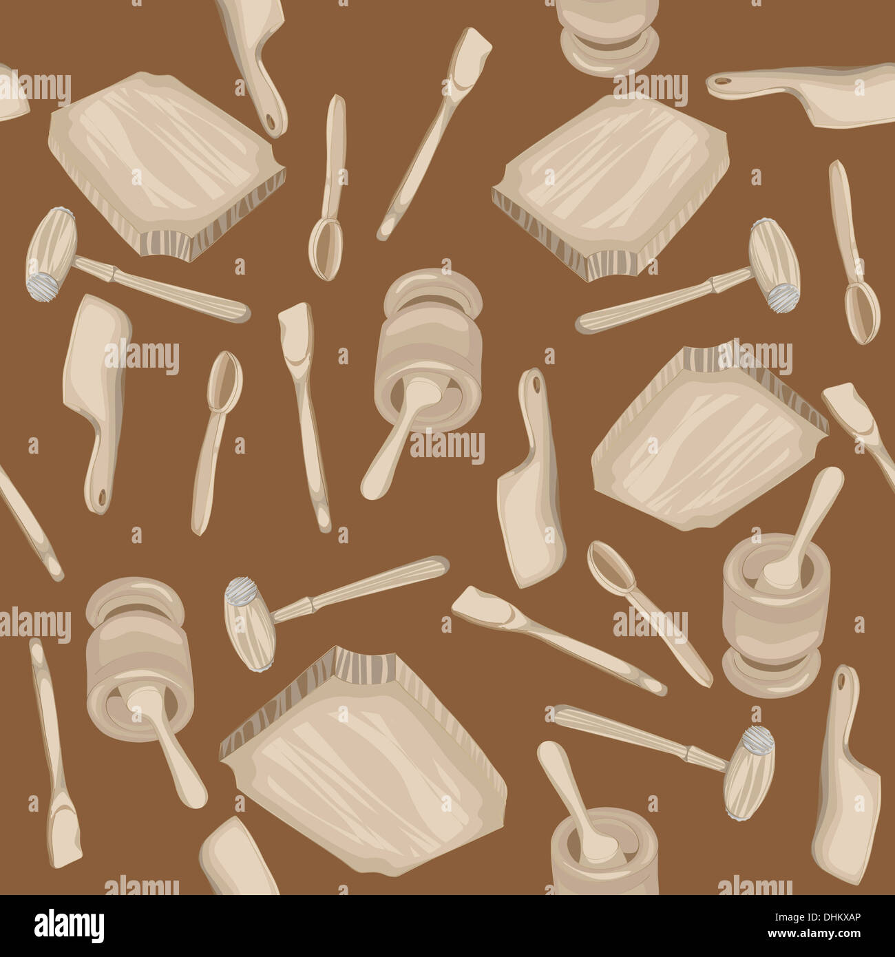 wooden kitchen tools pattern Stock Photo - Alamy