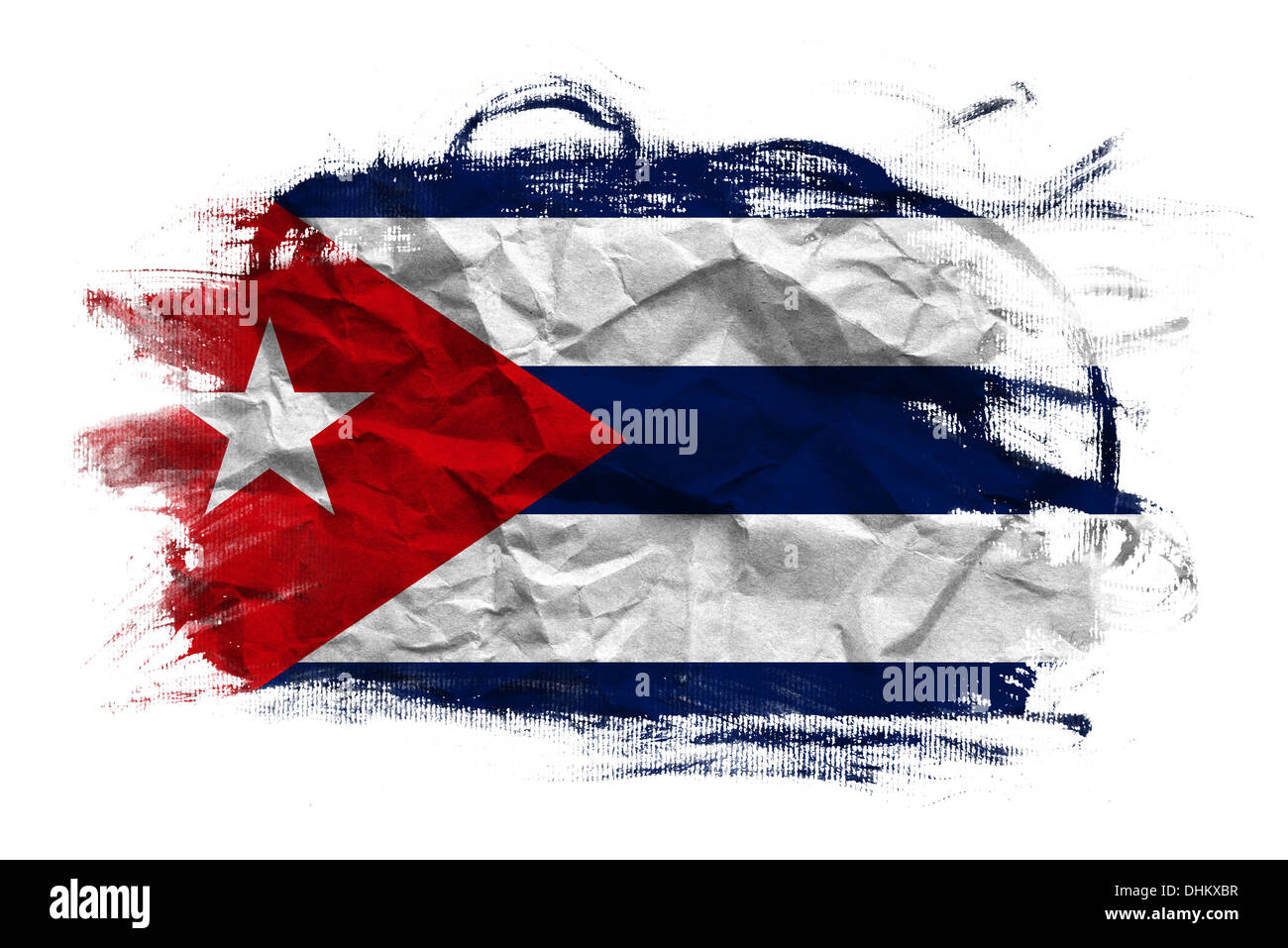 Grunge Cuban flag on Crumpled paper texture. Old recycled paper ...