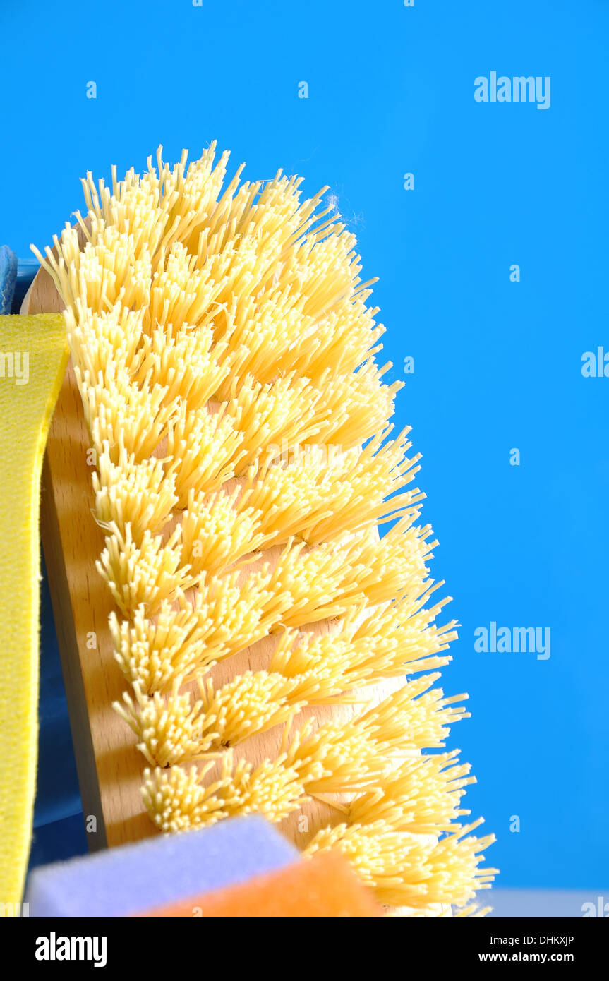 Wash and cleaning on blue background Stock Photo - Alamy