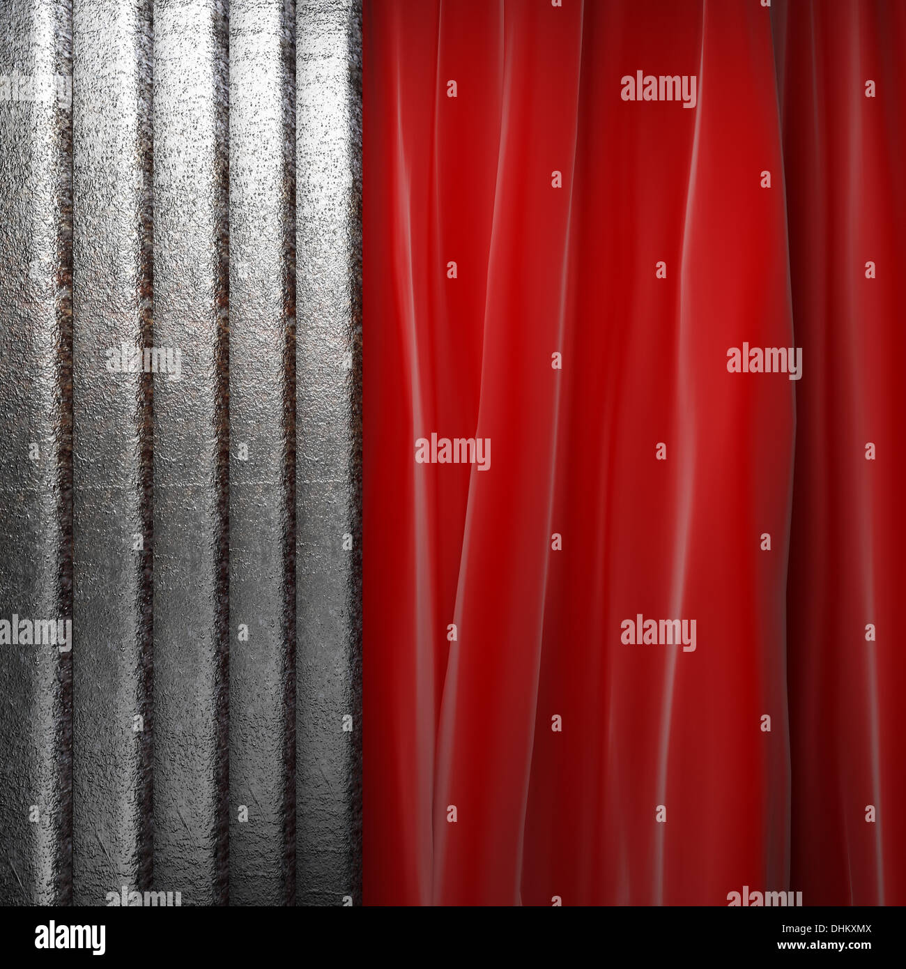 Metal on red curtain Stock Photo - Alamy