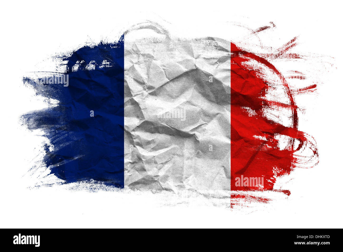 France flag on Crumpled paper texture. Old recycled paper background ...