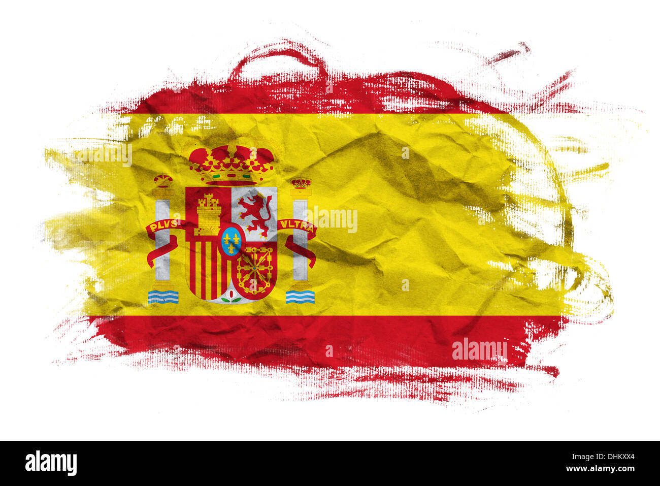 Spain flag on Crumpled paper texture. Old recycled paper background ...