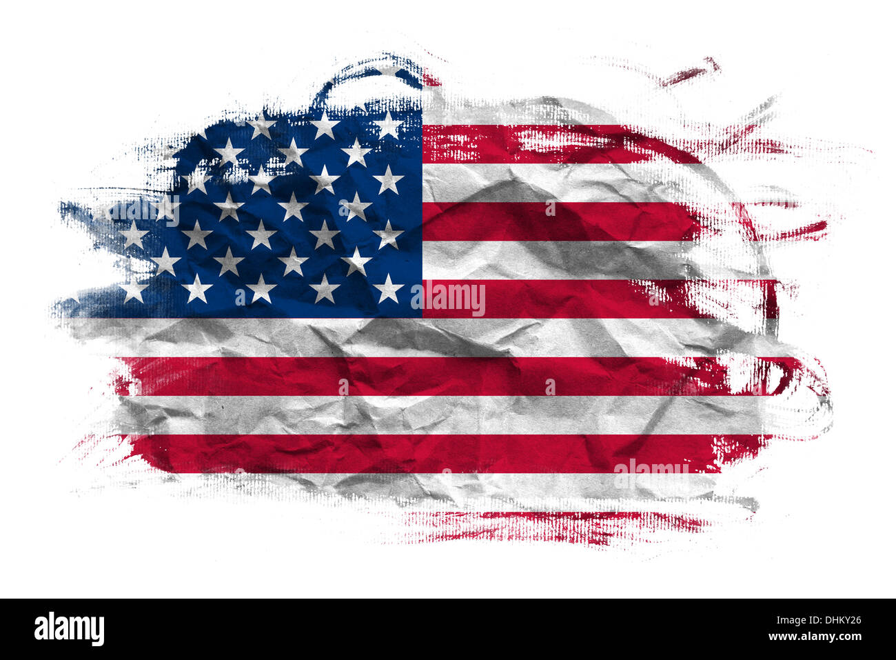 USA flag on Crumpled paper texture. Old recycled paper background Stock ...