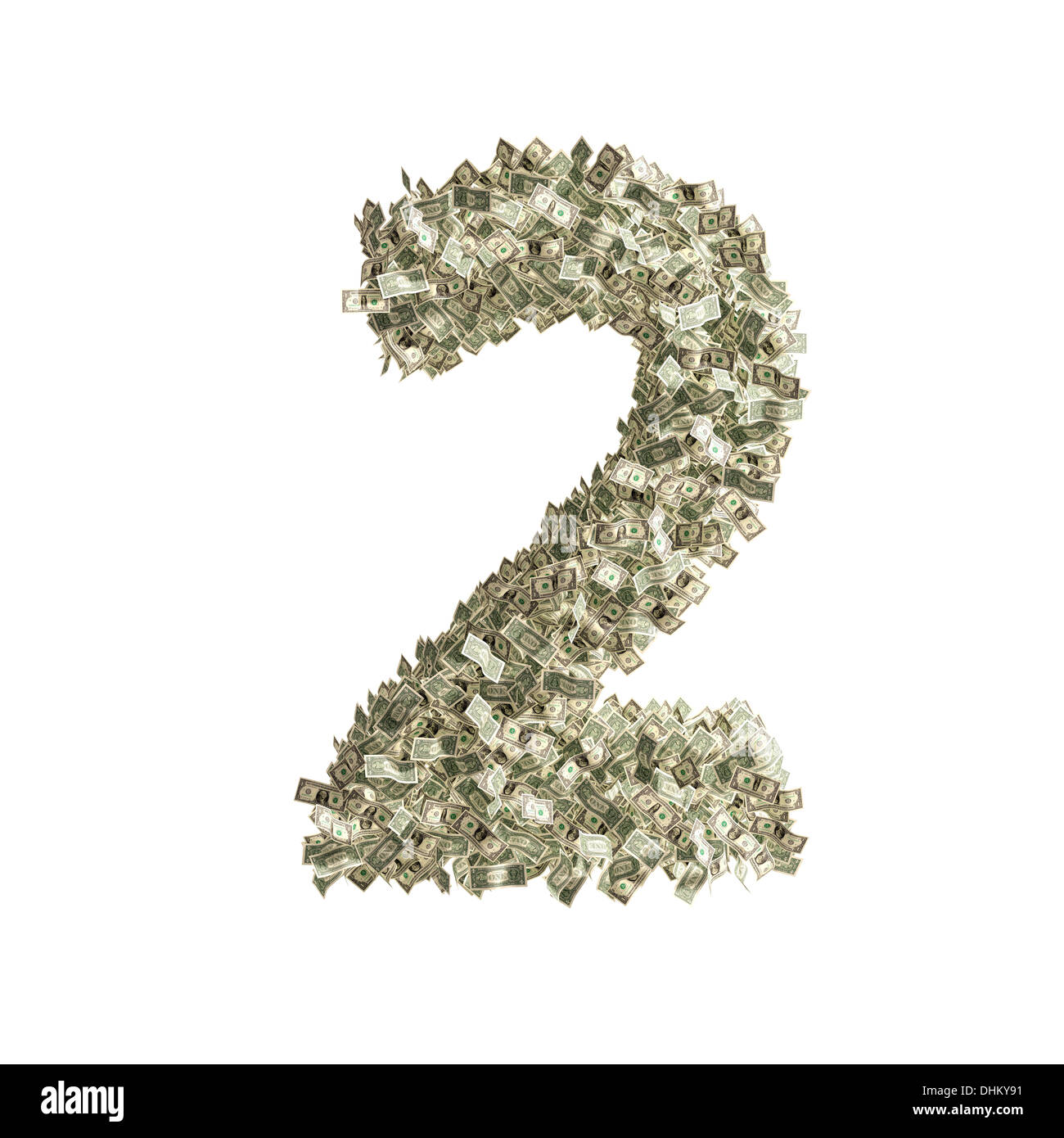 Number 2 made from Dollar bills Stock Photo - Alamy