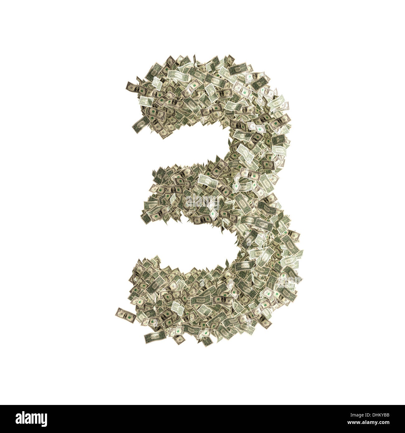 Number 3 made from Dollar bills Stock Photo - Alamy
