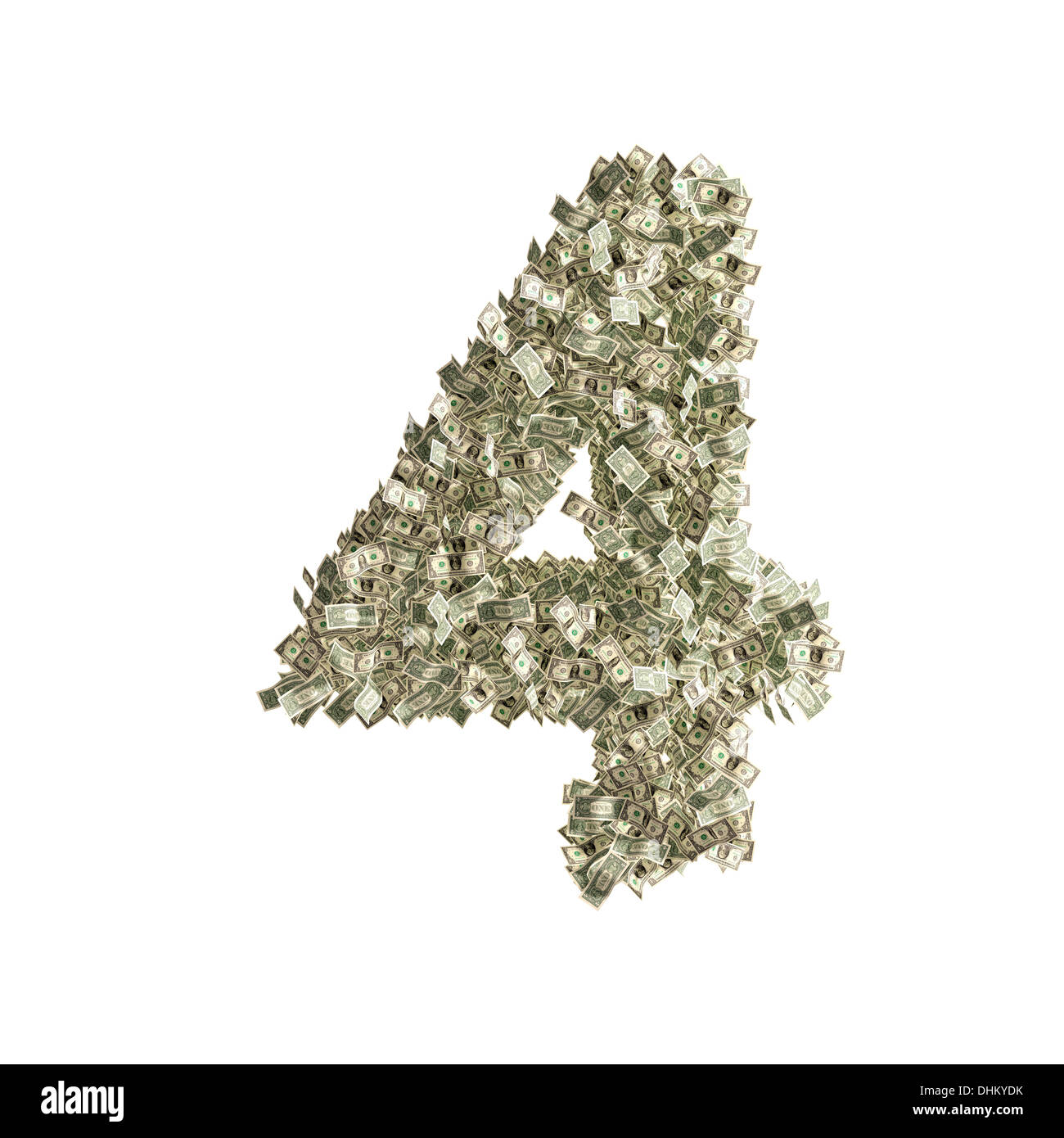 Number 4 made from Dollar bills Stock Photo - Alamy
