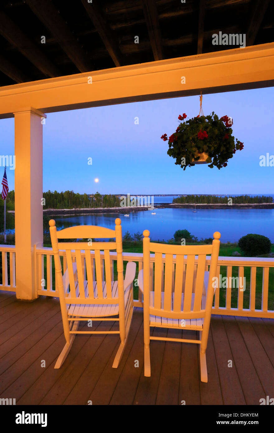 Moonrise, Grey Havens Inn, Georgetown, Maine, USA Stock Photo - Alamy