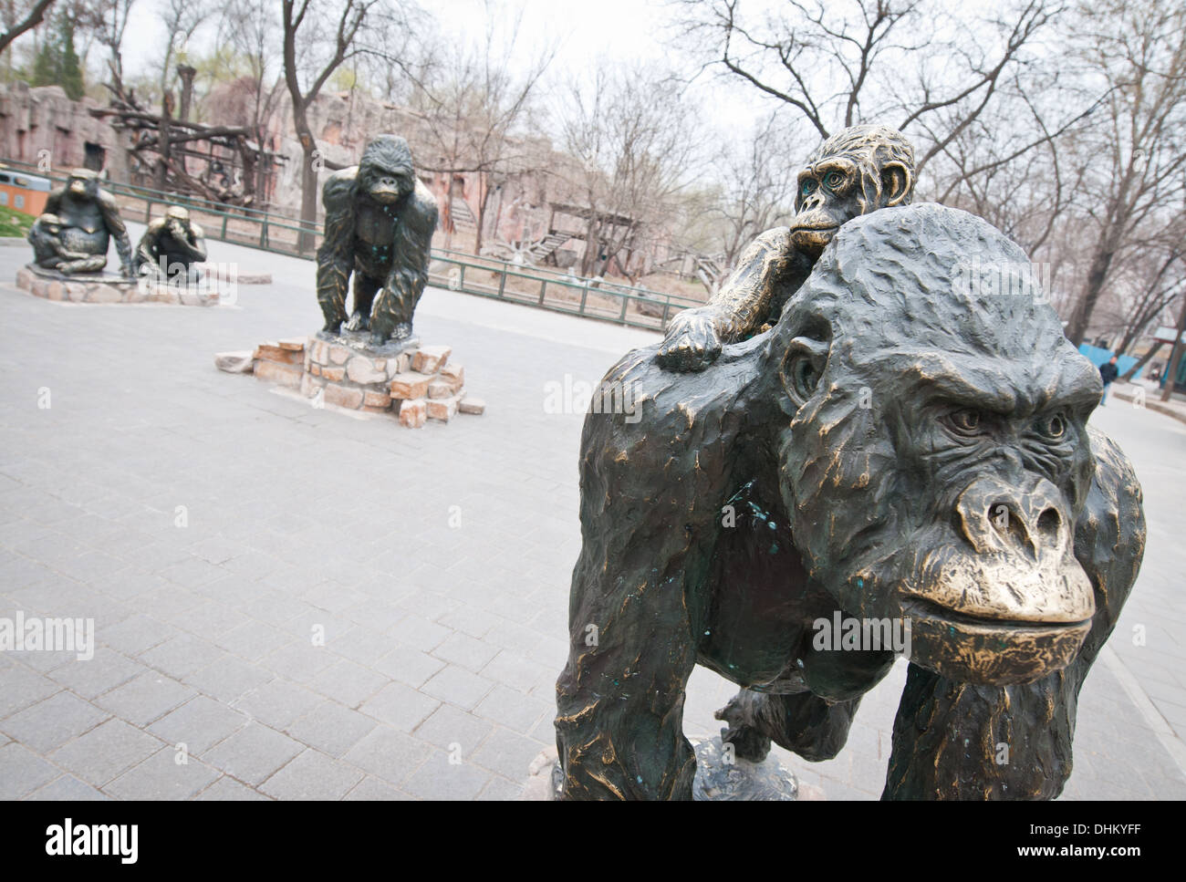 gorilla statues in Beijing Zoo, Xicheng District, Beijing, China Stock ...