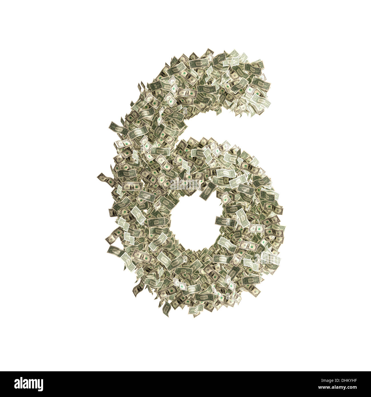 Number 6 made from Dollar bills Stock Photo - Alamy