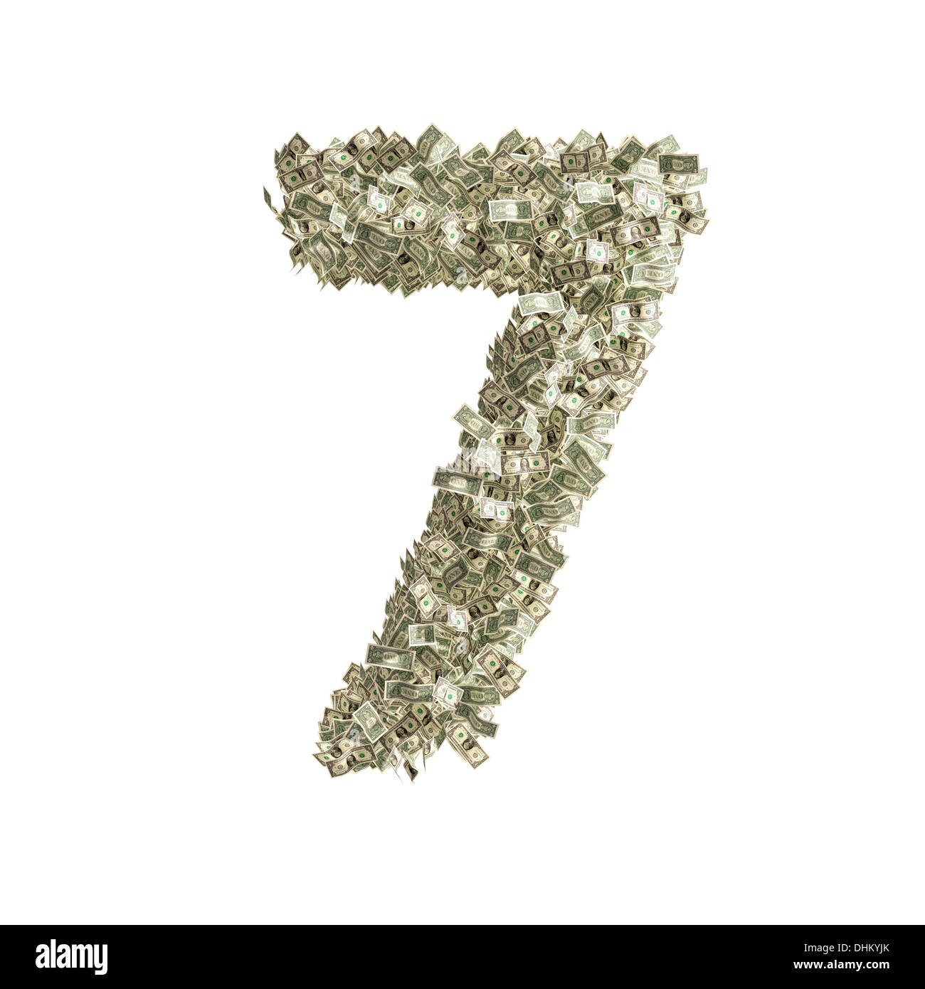 Number 7 made from Dollar bills Stock Photo - Alamy