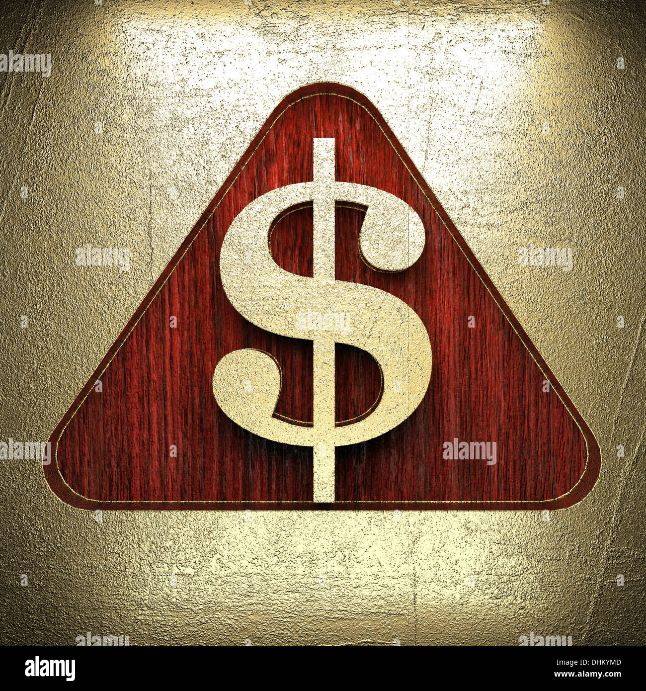 Golden sign on red wood Stock Photo - Alamy