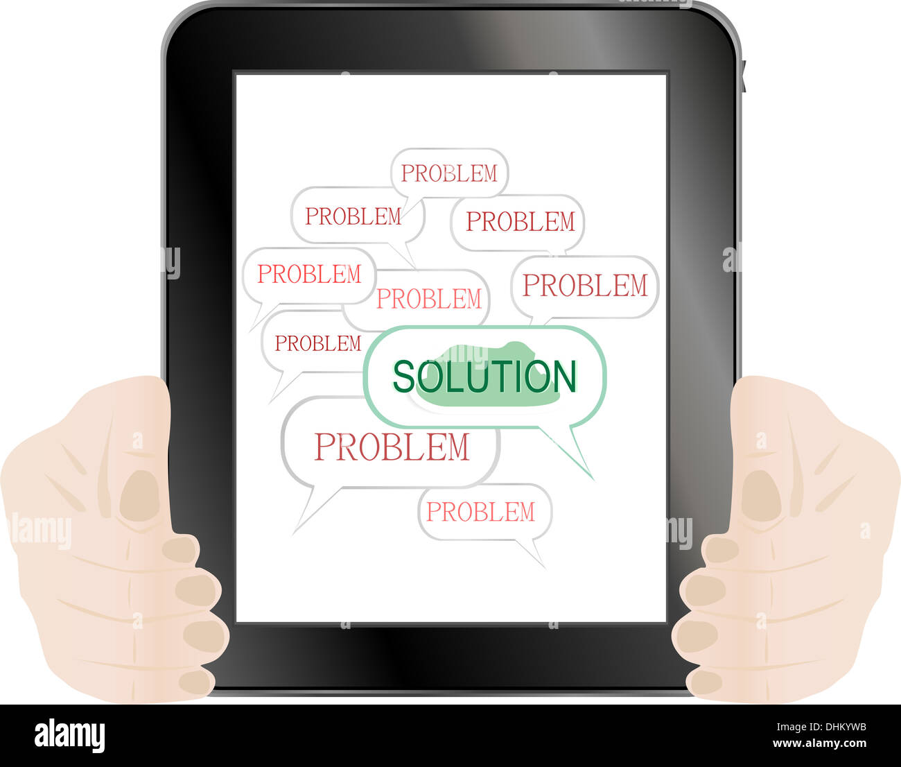 The word solutions in tablet pc Stock Photo - Alamy