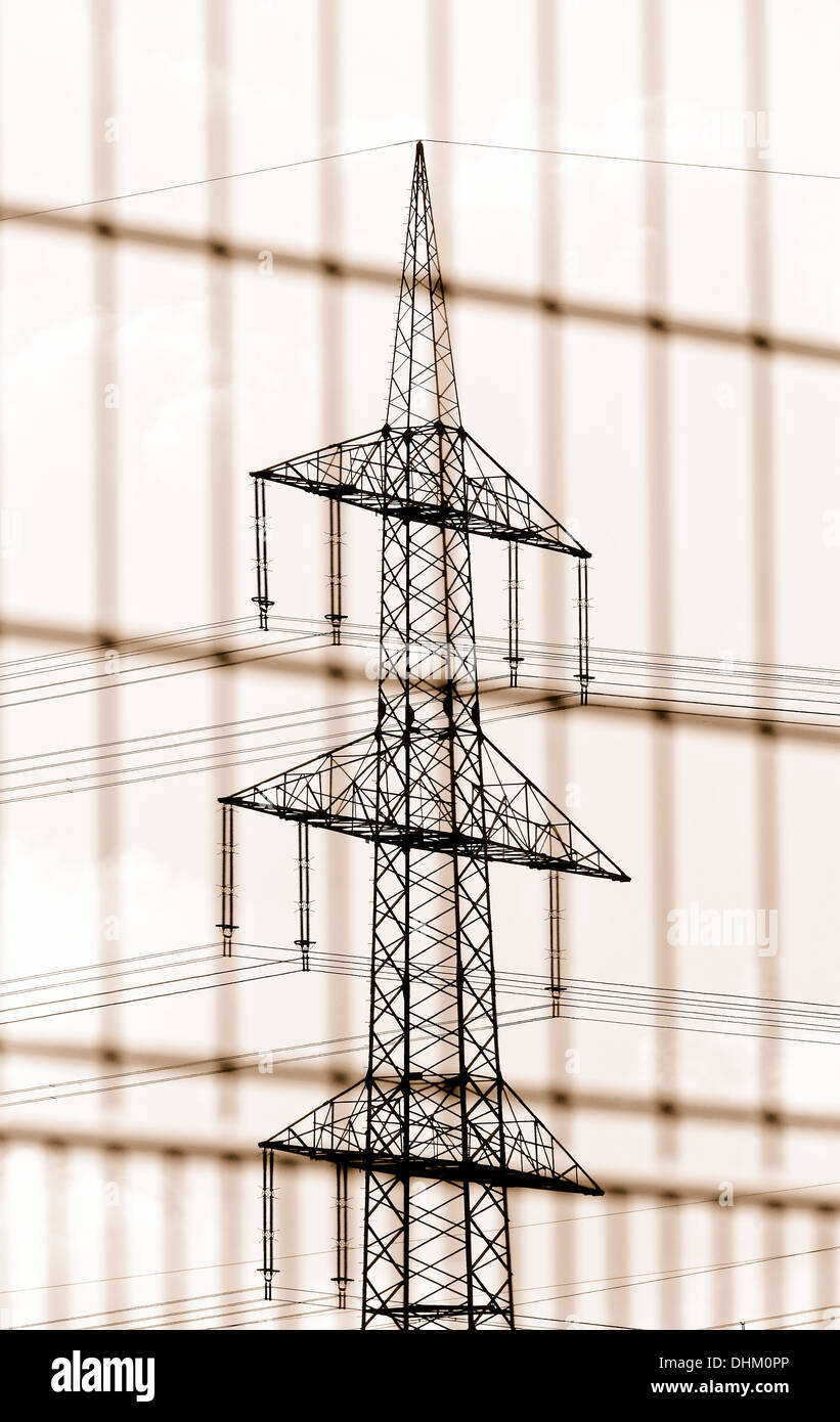 Metal grid with pylon Stock Photo - Alamy