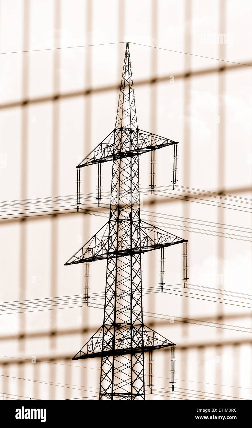 Metal grid with pylon Stock Photo - Alamy