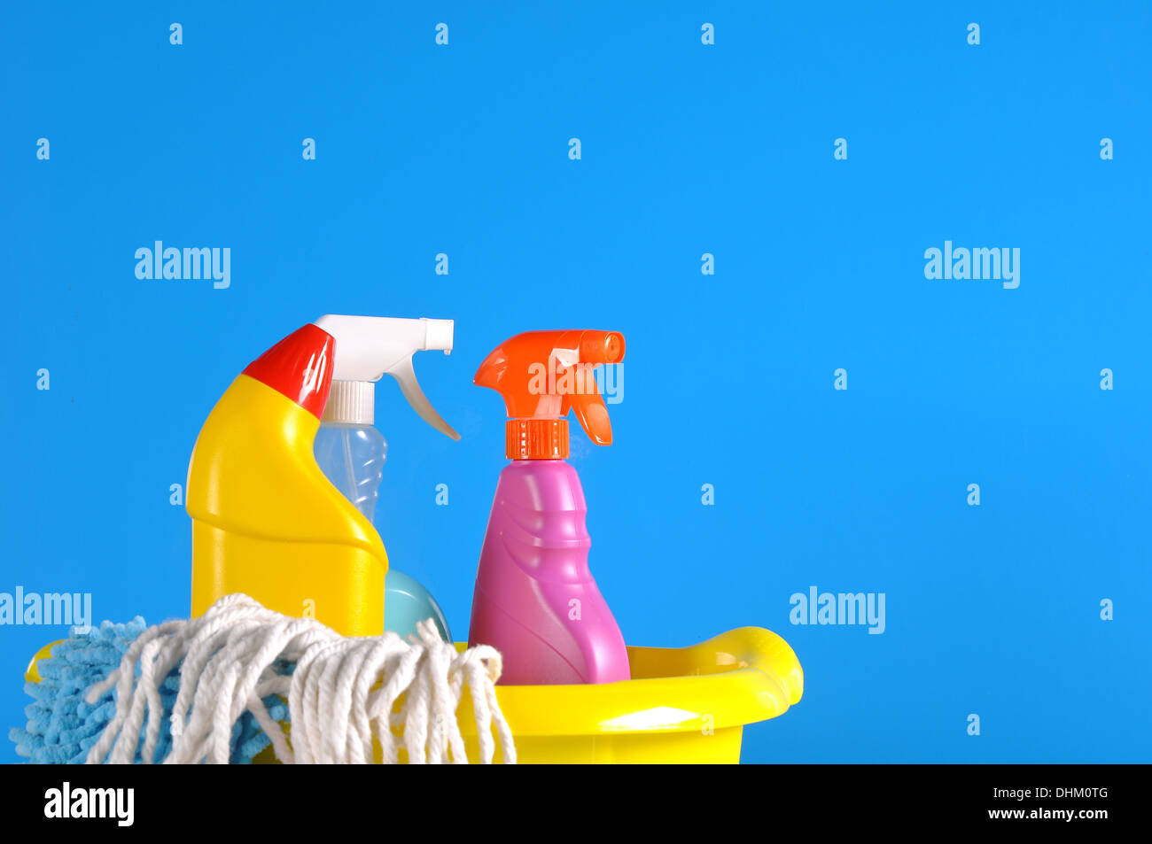 Wash and cleaning on blue background Stock Photo - Alamy