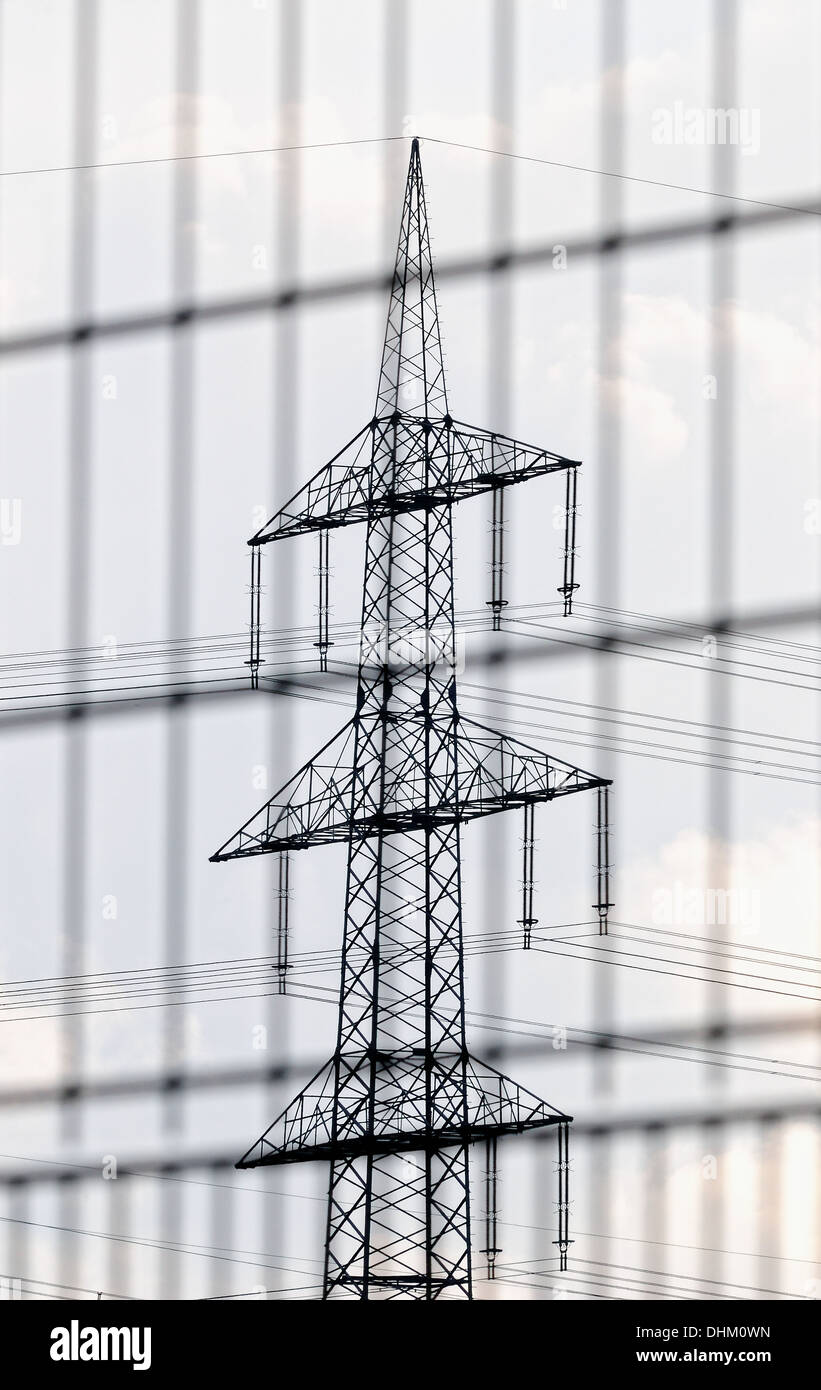 Metal grid with pylon Stock Photo - Alamy