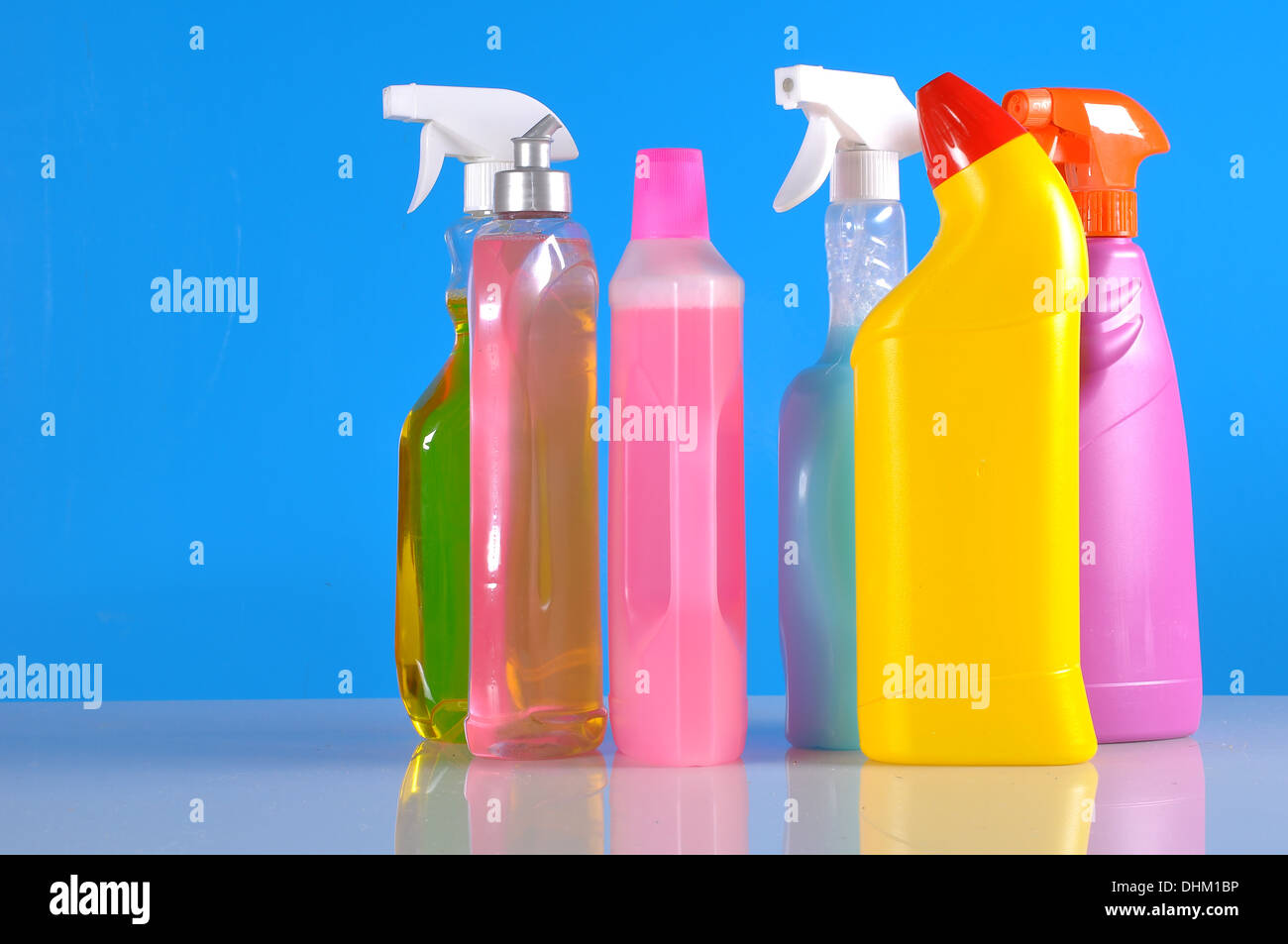 Wash and cleaning on blue background Stock Photo - Alamy