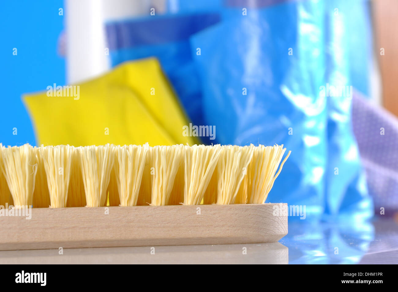 Wash and cleaning on blue background Stock Photo - Alamy