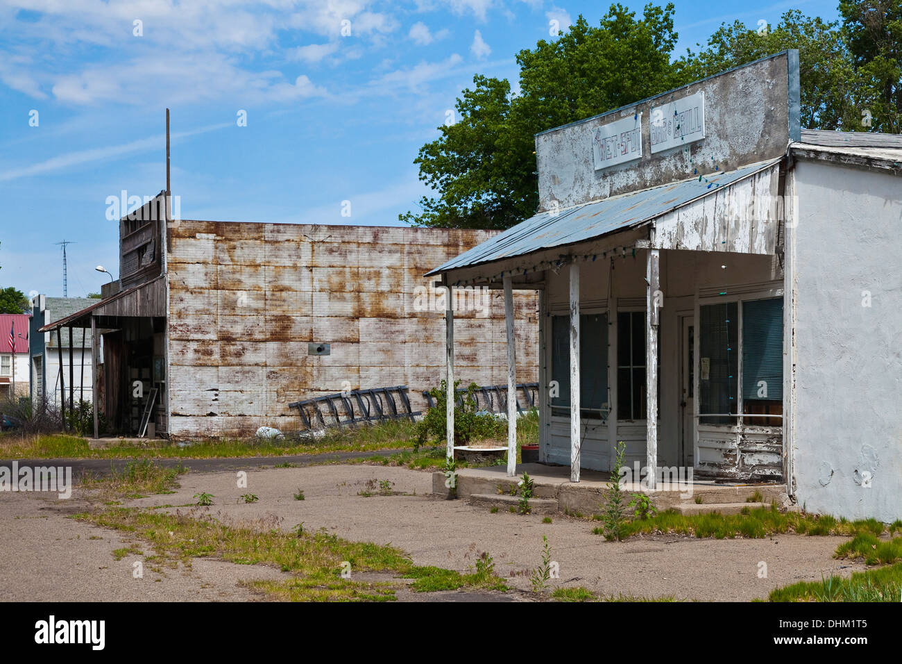 Abandoned commercial buildings on the main street of Whitman, a dying ...