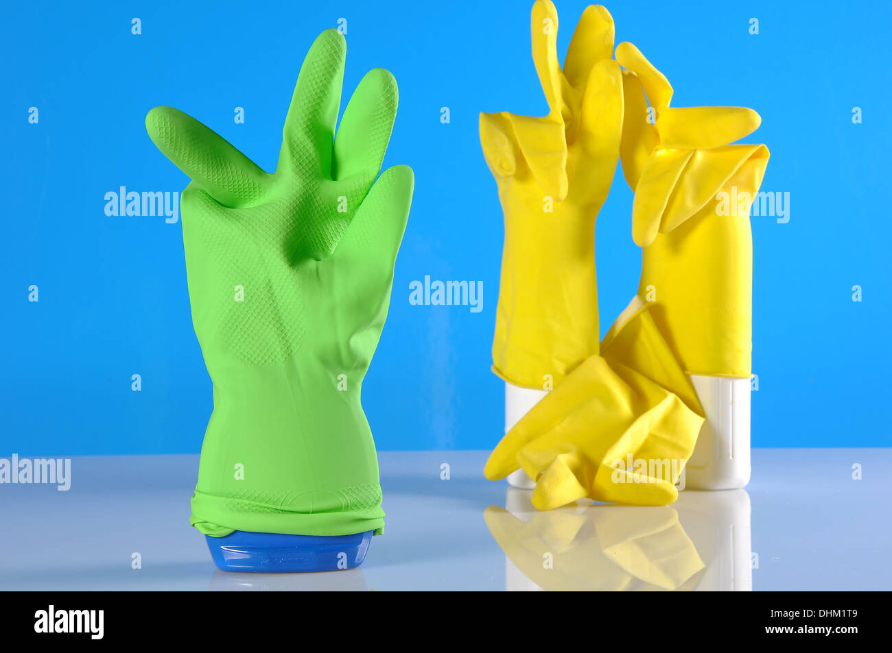 Wash and cleaning on blue background Stock Photo - Alamy