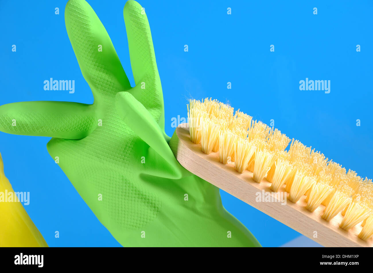 Wash and cleaning on blue background Stock Photo - Alamy